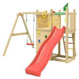 Spielturm Jungle Gym "Deck" Spieltürme rot Kinder Spielanlage mit Schaukel und Rutsche Wasseranschluss