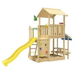 Spielturm Jungle Gym "Keep" Spieltürme gelb Kinder Spielanlage mit Mini Market und Rutsche Wasseranschluss