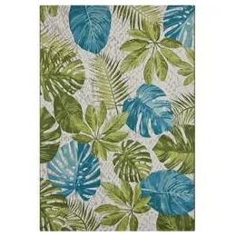 Outdoorteppich Hanse Home "Tropical Leaves", bunt (türkis,grün), B:200cm H:3mm L:285cm, Polyester, Polypropylen (PP), Teppiche, In-& Outdoor, Teppich, Wetterfest, Balkon, Garten, Wohnzimmer, Floral