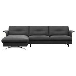 Ecksofa FLEXLUX "Glow bequem und komfortabel durch hochwertigen Sitzaufbau, L-Form" Sofas Gr. B/H/T: 273cm x 81cm x 158cm, Echtleder, Chaiselongue links, schwarz (deep black) Modernes skandinavisches Design