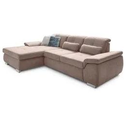 Ecksofa DIE PLANBAR "MP-IN16037 L-Form" Sofas Gr. B/H/T: 289cm x 85cm x 195cm, Material Bezug, Ottomane links, Sitztiefenverstellung, lila (flieder) mit Sitztiefenverstellung & Zierkissen, Kaltschaum