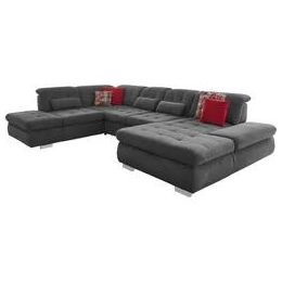 Ecksofa DIE PLANBAR "MP-IN17004 L-Form" Sofas Gr. B/H/T: 382cm x 84cm x 124cm, Luxus-Microfaser, Ottomane rechts, Kopfteilverstellung, grau (anthrazit) wahlweise mit Funktionen, Kaltschaum-Polsterung