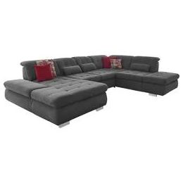 Ecksofa DIE PLANBAR "MP-IN17004 L-Form" Sofas Gr. B/H/T: 382cm x 84cm x 124cm, Luxus-Microfaser, Ottomane links, Kopfteilverstellung, grau (anthrazit) wahlweise mit Funktionen, Kaltschaum-Polsterung