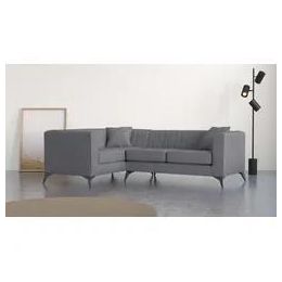 Ecksofa Places of Style "MATTHEW B/T/H: 240/167/74 cm" Sofas Gr. B/H/T: 240cm x 74cm x 167cm, Struktur, langer Schenkel rechts, grau (anthrazit) L-Form, Steppung im Rücken, incl. Zierkissen, lose Sitzkissen