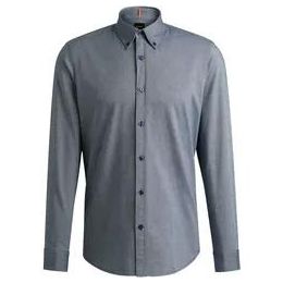 Businesshemd BOSS ORANGE "Rickert_M" Gr. M, N-Gr, blau (navy418) Herren Hemden mit Button-down-Kragen