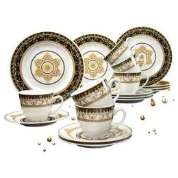 Kaffeeservice Creatable "Geschirr-Set Majestosa" Geschirr-Sets Gr. 18 tlg., bunt (weiß, bunt) Service, Dekor schwarz abgesetzt, 18 Teile, für 6 Personen