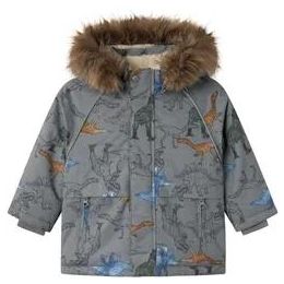 Outdoorjacke name it "NMMSNOW05 JACKET AOP FO NOOS", Jungen, Gr. 92, grau (mockingbird), Web, Obermaterial: 100% Polyester, bedruckt, casual, regular fit, Jacken