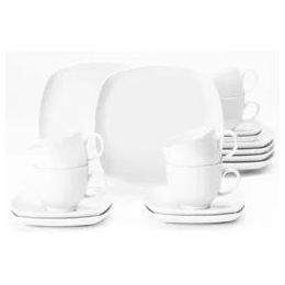 Kaffeeservice Seltmann Weiden "Geschirr-Set, Service Lido" Geschirr-Sets Gr. 18 tlg., weiß harmonische Formensprache, Made in Germany, 18 Teile, für 6 Personen