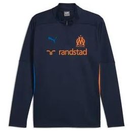 Sweatshirt Puma "Olympique de Marseille Trainingsoberteil Herren" Gr. L, blau (club navy fluro orange pes blau), Herren, Obermaterial: 100% Polyester; Ärmel: 100% Polyester; Einsatz: 100% Polyester, Sweatshirts