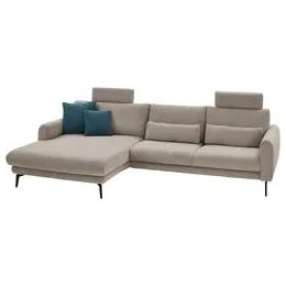 Ecksofa DIE PLANBAR "MP-IN23147 L-Form" Sofas Gr. B/H/T: 305cm x 87cm x 180cm, Ottomane links, mit Kopfstützen, grau (stone) Kaltschaumpolsterung, softer Sitz & verstellbare Kopfstützen