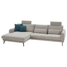 Ecksofa DIE PLANBAR "MP-IN23147 L-Form" Sofas Gr. B/H/T: 305cm x 87cm x 180cm, Ottomane links, mit Kopfstützen, weiß (silber) Kaltschaumpolsterung, softer Sitz & verstellbare Kopfstützen