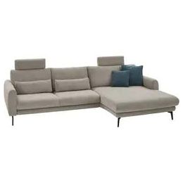 Ecksofa DIE PLANBAR "MP-IN23147 L-Form" Sofas Gr. B/H/T: 305cm x 87cm x 180cm, Ottomane rechts, mit Kopfstützen, grau (stone) Kaltschaumpolsterung, softer Sitz & verstellbare Kopfstützen