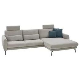 Ecksofa DIE PLANBAR "MP-IN23147 L-Form" Sofas Gr. B/H/T: 305cm x 87cm x 180cm, Ottomane rechts, mit Kopfstützen, weiß (silber) Kaltschaumpolsterung, softer Sitz & verstellbare Kopfstützen