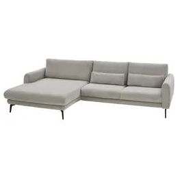 Ecksofa DIE PLANBAR "MP-IN23147 L-Form" Sofas Gr. B/H/T: 305cm x 87cm x 180cm, Ottomane links, ohne Kopfstützen, weiß (silber) Kaltschaumpolsterung, softer Sitz & verstellbare Kopfstützen