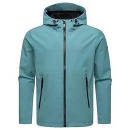 Softshelljacke Ragwear "Shellwie Warm" Gr. XL (54), blau (ocean) Herren Jacken wasserdichte Übergangsjacke mit großer Kapuze