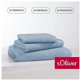 Handtuch Set s.Oliver "s. Oliver, besonders weich und saugfähig" Handtücher (Packung) Gr. 3 St., blau (hellblau) 1 Gästetuch 30x50 cm, Handtuch 50x100 Duschtuch 70x140 cm