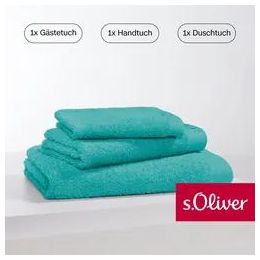 Handtuch Set s.Oliver "s. Oliver, besonders weich und saugfähig" Handtücher (Packung) Gr. 3 St., blau (türkis) 1 Gästetuch 30x50 cm, Handtuch 50x100 Duschtuch 70x140 cm