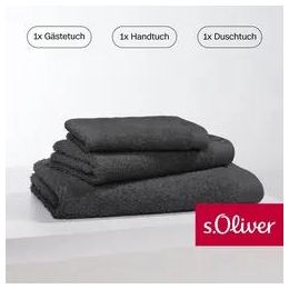 Handtuch Set s.Oliver "s. Oliver, besonders weich und saugfähig" Handtücher (Packung) Gr. 3 St., schwarz 1 Gästetuch 30x50 cm, Handtuch 50x100 Duschtuch 70x140 cm