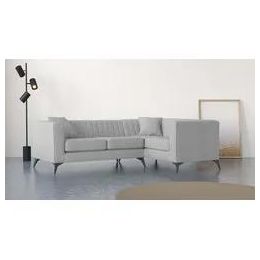 Ecksofa Places of Style "MATTHEW B/T/H: 240/167/74 cm" Sofas Gr. B/H/T: 240cm x 74cm x 167cm, Struktur weich, langer Schenkel links, grau (hellgrau) L-Form, Steppung im Rücken, incl. Zierkissen, lose Sitzkissen