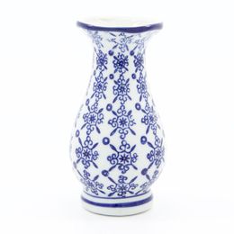 TK Maxx Weiß-blaue Vase aus Porzellan 15x8cm