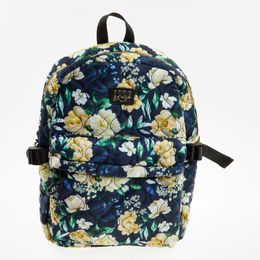 TK Maxx Dunkelblauer gesteppter Rucksack mit gelbem Blumenmuster