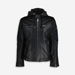 TK Maxx Schwarze Lederjacke mit Kapuze