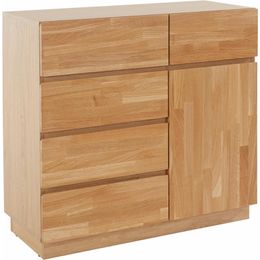 Kommode Home Affaire "Laima" Sideboards braun (eiche teilmassiv) Breite 90 cm, mit 5 Schubladen, teilmassiv, FSC-zertifiziert