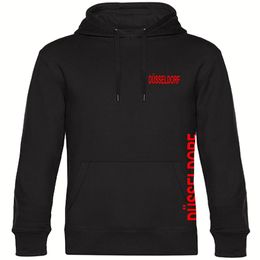 multifanshop Kapuzen Sweatshirt - D&uuml;sseldorf - Brust & Seite - Druck rot - Hoodie