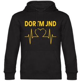 multifanshop Kapuzen Sweatshirt - Dortmund - Herzschlag - Druck gelb - Hoodie