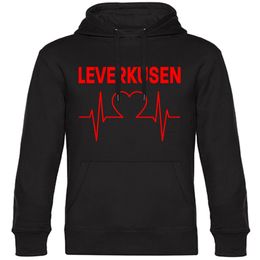 multifanshop Kapuzen Sweatshirt - Leverkusen - Herzschlag - Druck rot - Hoodie