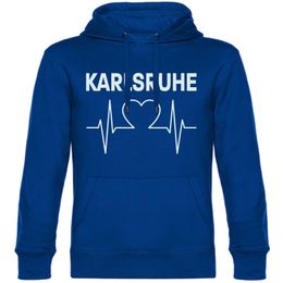 multifanshop Kapuzen Sweatshirt - Karlsruhe - Herzschlag - Druck wei&szlig; - Hoodie