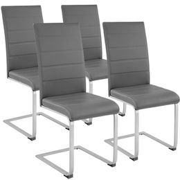 TecTake&reg; Set Schwingstuhl, gepolstert mit Kunstlederbezug, flaches Stahlgestell in C-Form, 41 x 52 x 99 cm