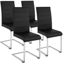 TecTake&reg; Set Schwingstuhl, gepolstert mit Kunstlederbezug, flaches Stahlgestell in C-Form, 41 x 52 x 99 cm