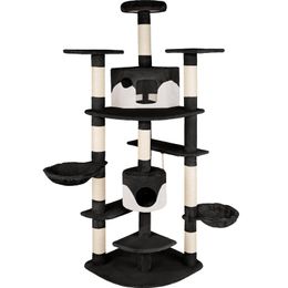 TecTake&reg; Kratzbaum, 201 cm, mit 2 Katzenh&auml;usern, inklusive Spielkordel und Kippschutz
