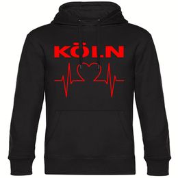 multifanshop Kapuzen Sweatshirt - K&ouml;ln - Herzschlag - Druck rot - Hoodie