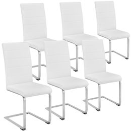 TecTake&reg; Set Schwingstuhl, gepolstert mit Kunstlederbezug, flaches Stahlgestell in C-Form, 41 x 52 x 99 cm