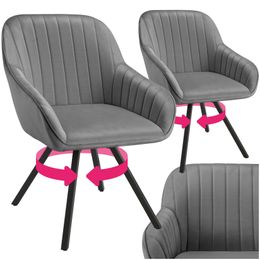 TecTake&reg; Drehbarer Armlehnstuhl , gepolstert, in Samtoptik, 360&deg; drehbar, schlanke Stahlbeine, 58 x 58 x 82 cm