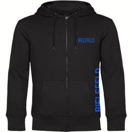multifanshop Kapuzen Sweatshirt Jacke - Bielefeld - Brust & Seite - Druck blau - Jacke