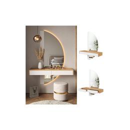 VICCO Schminktisch Melisa 120 x 161 cm Eiche Wei&szlig; LED-Spiegel Schublade modern