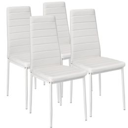 TecTake&reg; Set Esszimmerstuhl, gepolstert mit Kunstlederbezug, schlanke Stahlbeine, 45 x 48 x 98,5 cm