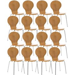 CLP 16 x Stapelstuhl DIEGO ergonomisch geformter Konferenzstuhl mit Holzsitz und stabilem Metallgestell I In verschiedenen Farben erh&auml;ltlich