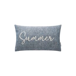 Tom Tailor Unisex T-Summer Kissenhülle mit Schriftzug, blau, Print, Gr. 30X50CM