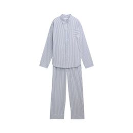 Tom Tailor Damen Gestreifter Pyjama, blau, Streifenmuster, Gr. XL/42