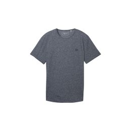 Tom Tailor Denim Herren T-Shirt in Melange Optik, blau, Melange Optik, Gr. XXL