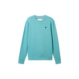 Tom Tailor Herren Sweatshirt mit Stickerei, blau, Uni, Gr. XXL