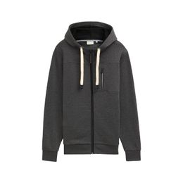 Tom Tailor Herren Sweatjacke mit Kapuze, grau, Uni, Gr. XXL