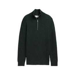 Tom Tailor Denim Herren Troyer Strickpullover mit Struktur, grün, Melange Optik, Gr. XXL