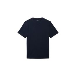 Tom Tailor Herren T-Shirt mit Piqué Struktur, blau, Uni, Gr. XXL