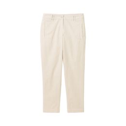 Tom Tailor Damen Tapered Relaxed Cord Hose, weiß, Uni, Gr. 44/28