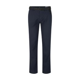 Tom Tailor Denim Herren Strukturierte Chinohose mit Gürtel, blau, Uni, Gr. 28/32